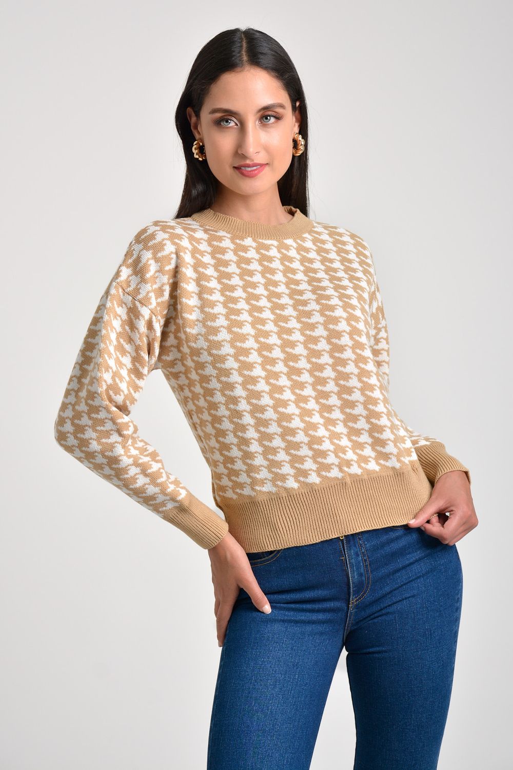 Jersey-mujer-tejido-con-diseño-gallineto - Xuss